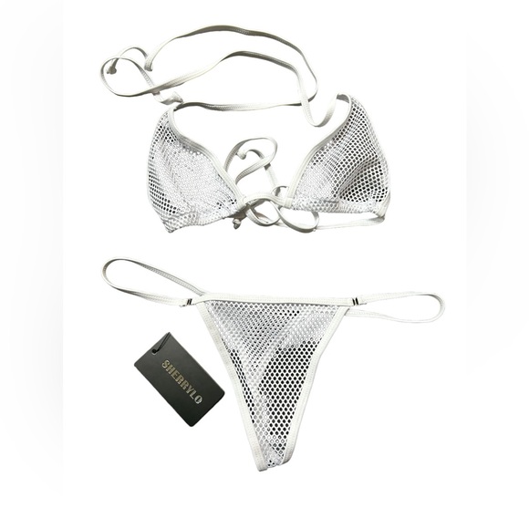 sherrylo | Swim | Sherrylo White Fishnet See Thru String Thong Bottom Micro Bikini Size Large ...